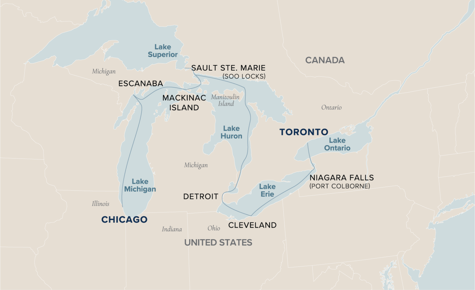 Toronto to Chicago Itinerary - Victory Cruise Lines